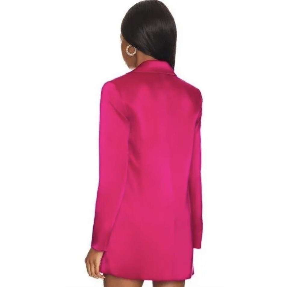 Alice + Olivia Denny Notch Raspberry Satin Blazer Jacket - Size 10 | eBay
