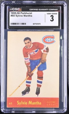 1955-56 Parkhurst #60 Sylvio Mantha Montreal Canadiens - CGC 3 VG | eBay