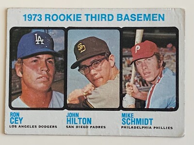1973 Topps #615 Rookie 3rd Basemen Mike Schmidt, Ron Cey & John Hilton ...
