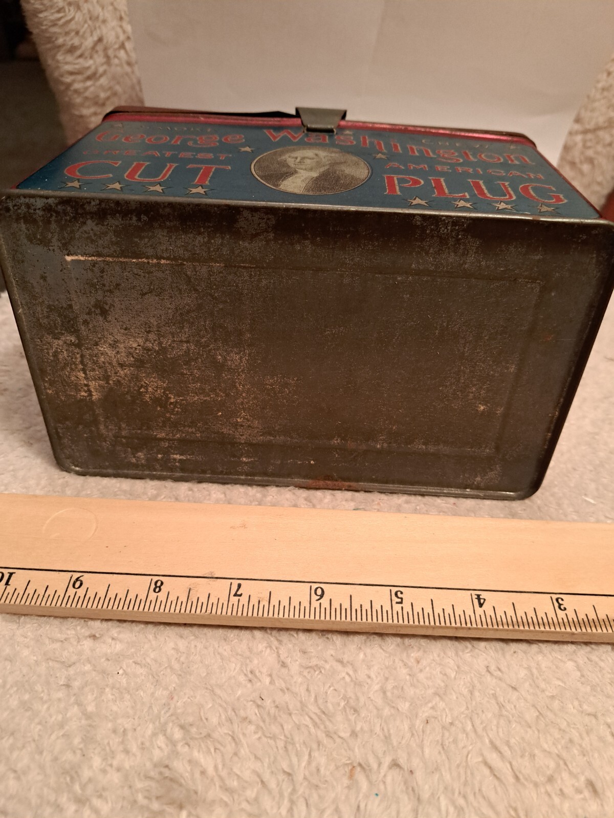 Antique George Washington Cut Plug Adv Tobacco Lunch Box Tin Litho ...