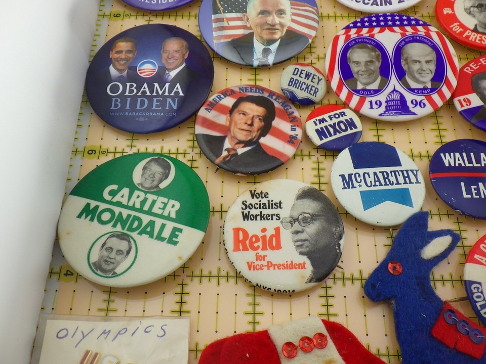 Political Pinback Button Collection Lot x67 Assortment Mix Old Vintage ...