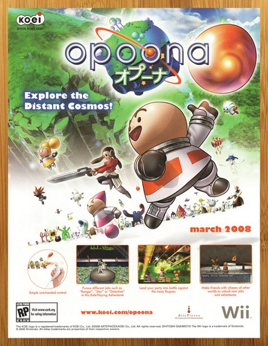 2008 Opoona NIntendo Wii Print Ad/Poster Official Original Video Game ...