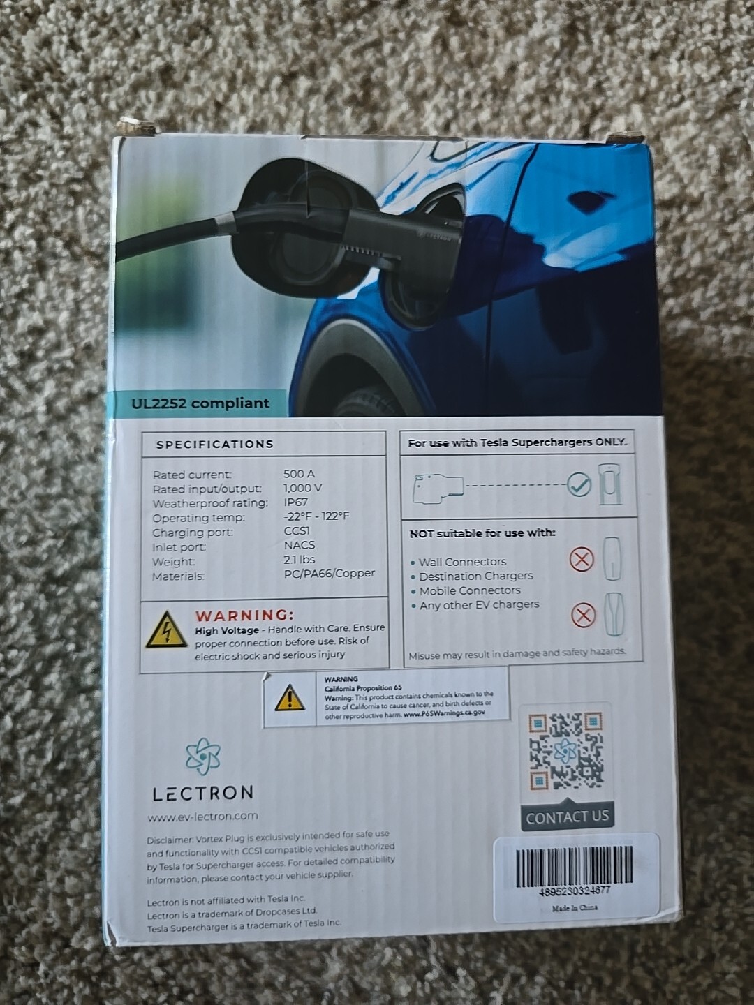 Lectron Tesla Supercharger (NACS) to CCS Adapter 500A 1000V Vortex Plug ...