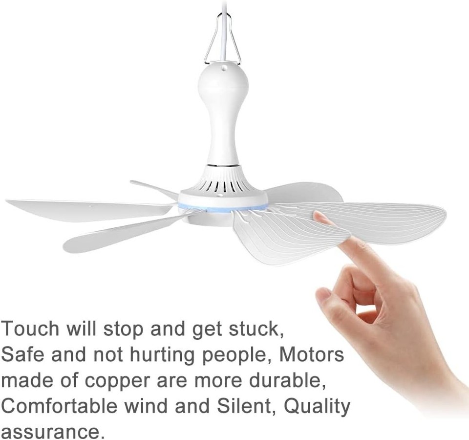 Compact USB Ceiling Fan: Quiet & Portable Outdoor Cooling with Remote ...