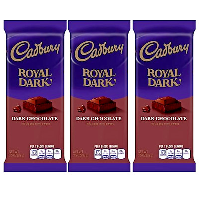 Cadbury Tablet Bar Royal Dark Candy Bar 3.5 oz pack of 3 Free Shipping ...