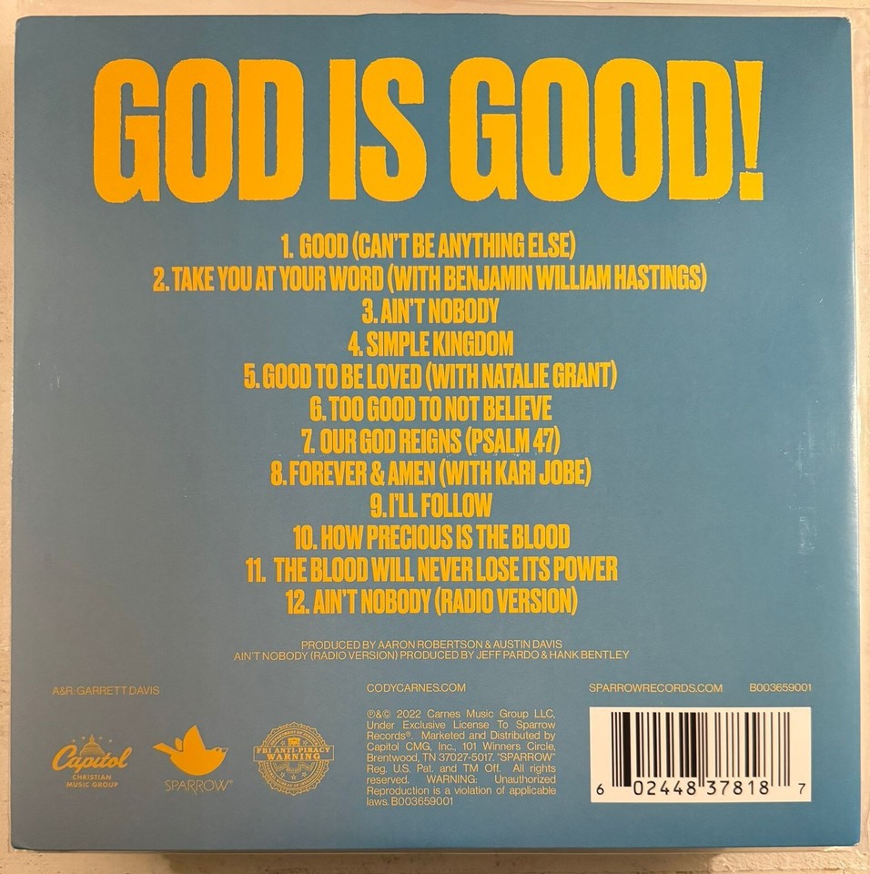 CODY CARNES – GOD IS GOOD! - *SIGNED AUTOGRAPH* LTD ORANGEVINYL 2LP VG+ ...