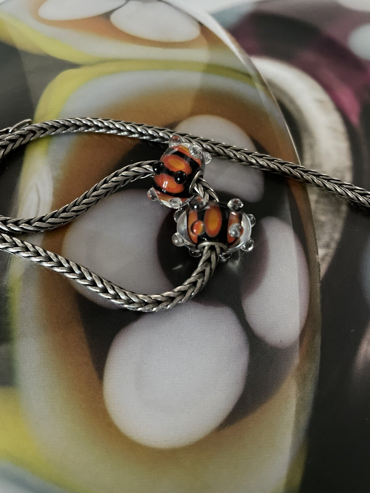 Trollbeads Rare Pair Pumpkin Caterpillar Orange & Black Event Beads New ...