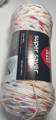 RED HEART SUPER SAVER JUMBO SPECKLE YARN. 1 Pk. WHITE SPEC. I combine ...