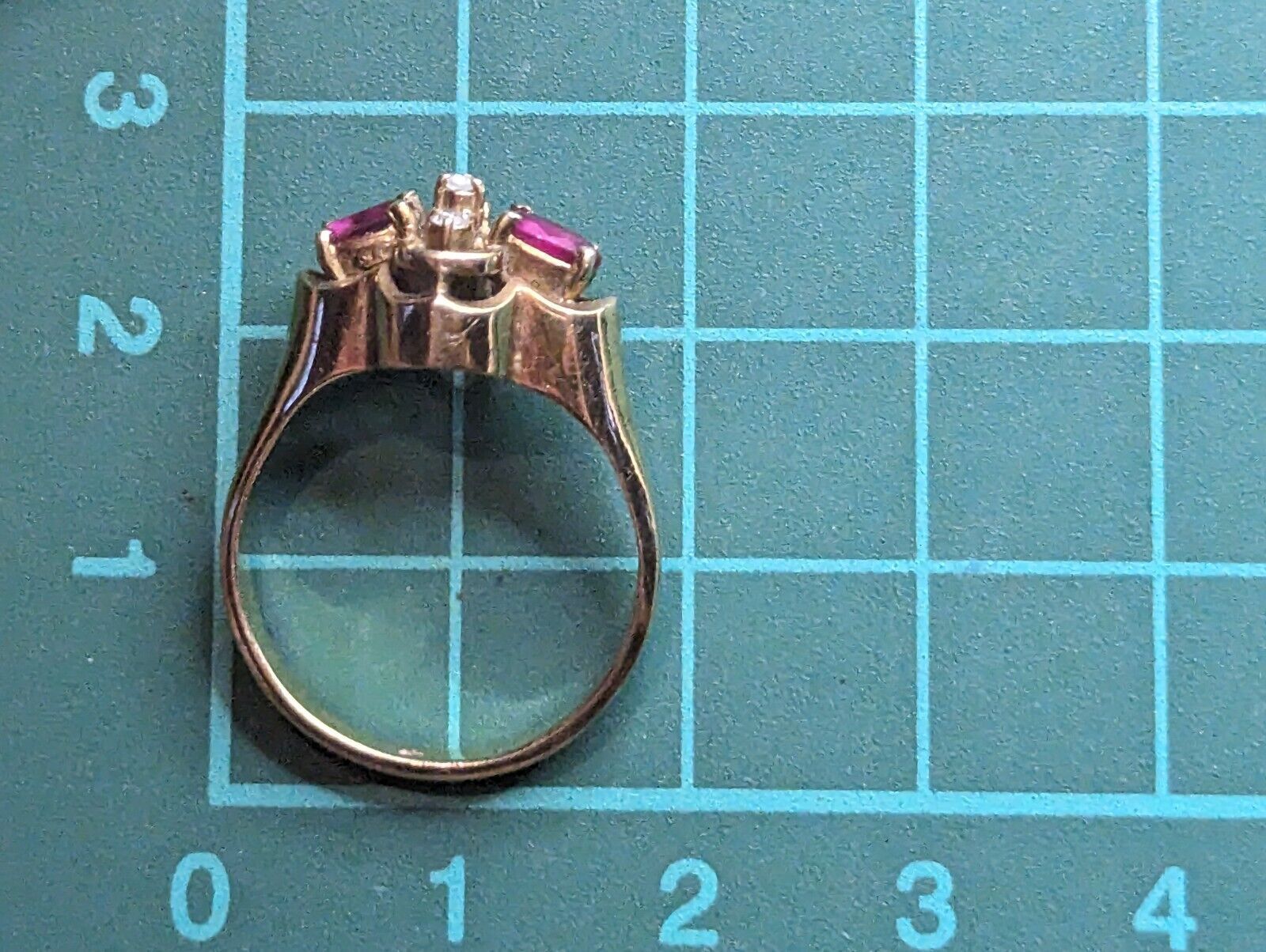 14ct Yellow Gold Ring Purple Ruby & Diamonds Gemstones UK ring Size M ...