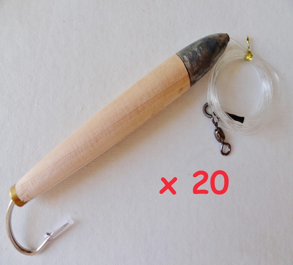 4" Rigged Cedar Plugs Natural Tuna Trolling Fishing Lures - Select qty ...