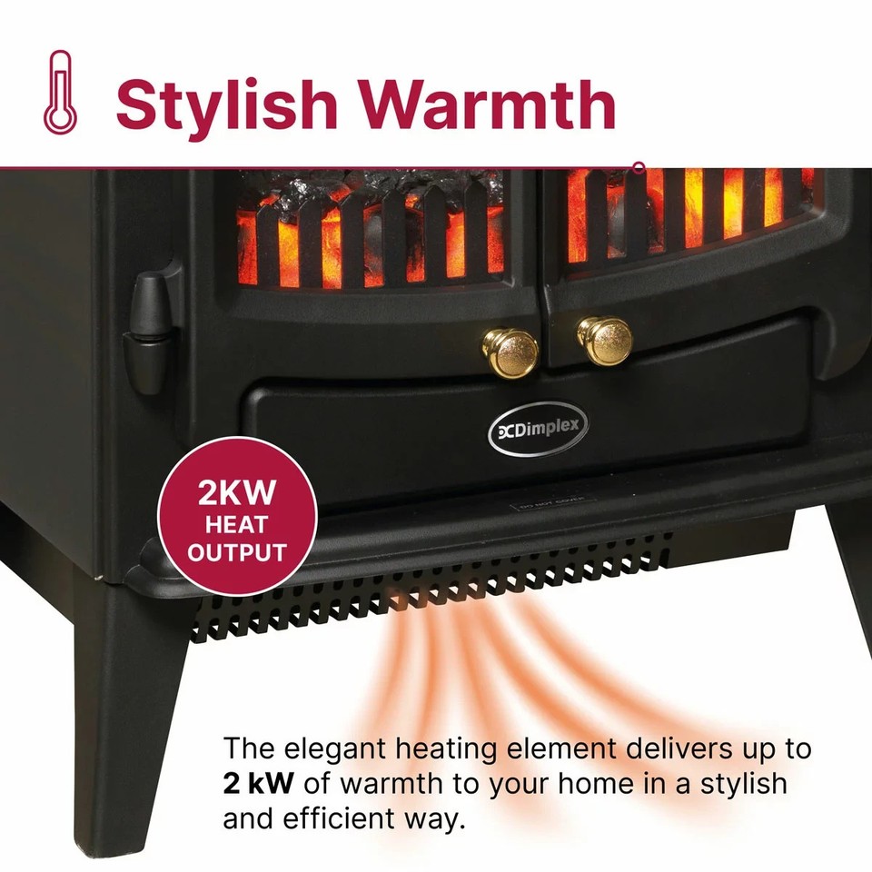 Dimplex Springborne Optiflame 2kW Electric Freestanding Stove Heater ...