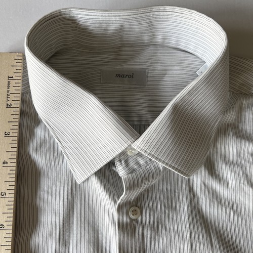 MAROL BALOGNA Dress Shirt Mens XL White Gray Striped Made In Italy Size ...