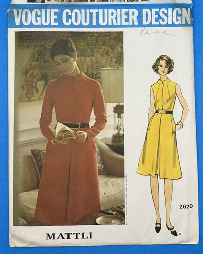 Vogue Couturier Design Pattern 2620 Jo Mattli 12/34 1970's Vintage ...