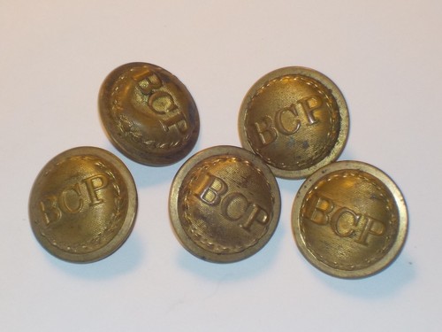 5 Antique Brass Buttons Marked BCP Scovill MFG Co Waterbury Military ...