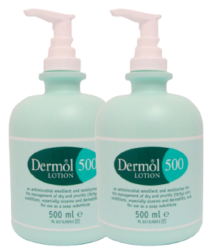 Dermol Lotion 500ml x2 - Treats/Prevents Dry & Itchy Skin, In Eczema ...
