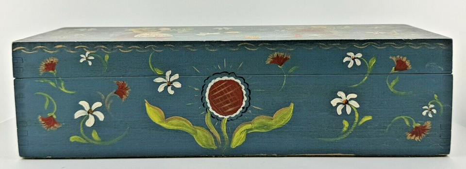 Hand painted Felted Lined Norwegian Folk Trinket Box Gerry Neustrom ...
