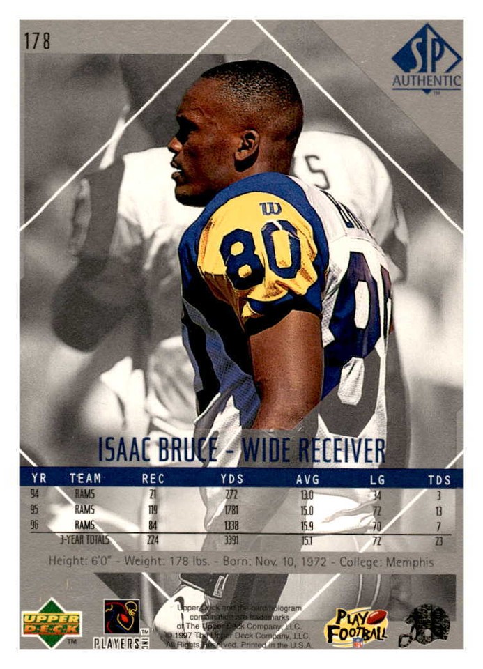 1997 SP Authentic Isaac Bruce 178 | eBay