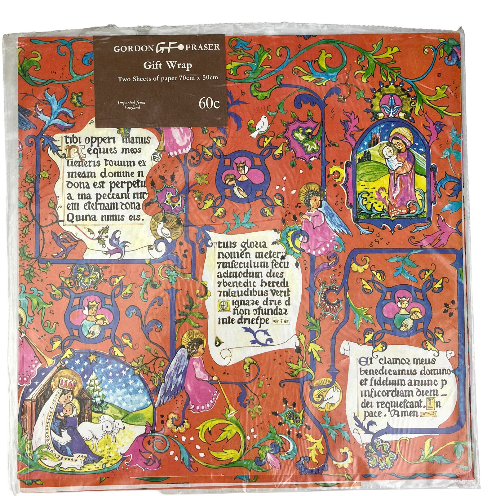 Vintage 1980’s GORDON FRASER Gift Wrap CHRISTMAS WRAPPING PAPER England ...