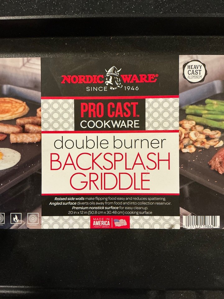 Nordic Ware Pro Cast Cookware Double Backsplash Griddle New Heavy Cast ...