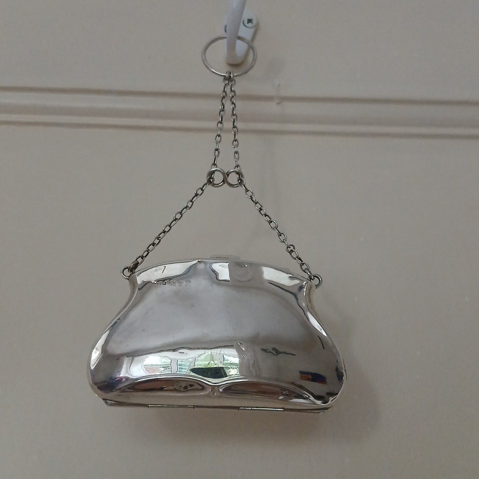 Antique Edwardian Silver Purse With Finger Ring Hallmarked Chester 1913 ...