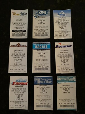 LOT OF 9 FASTPASS FAST PASS DISNEYLAND CALIFORNIA ADVENTURE SOARIN ...