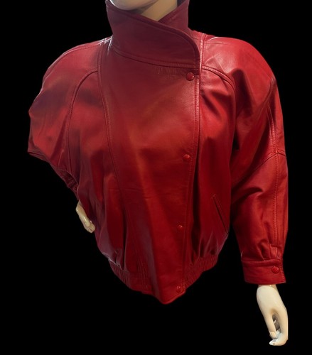 Women’s Vintage ADLER SOVEREIGN Red Leather LEATHER Jacket, Snap’s ...