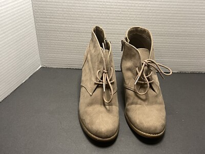 Universal Thread Wedge Heel Ankle Boot Women's 7 Taupe Micro Suede | eBay