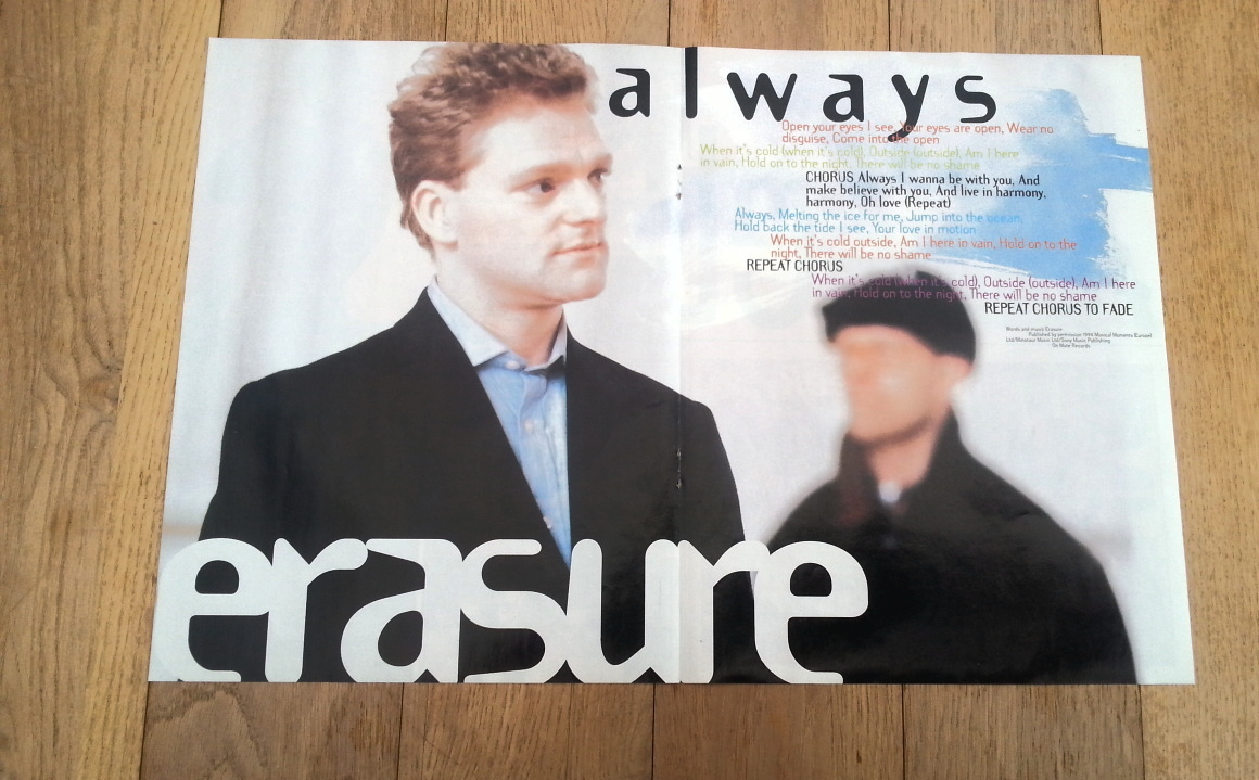ERASURE 'Always' lyrics Centerfold magazine POSTER 17x11 inches | eBay