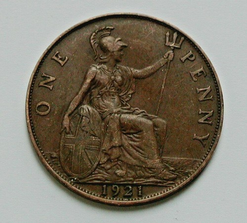 1921 UK (British) George V Coin - One Penny (1d) - brown | eBay