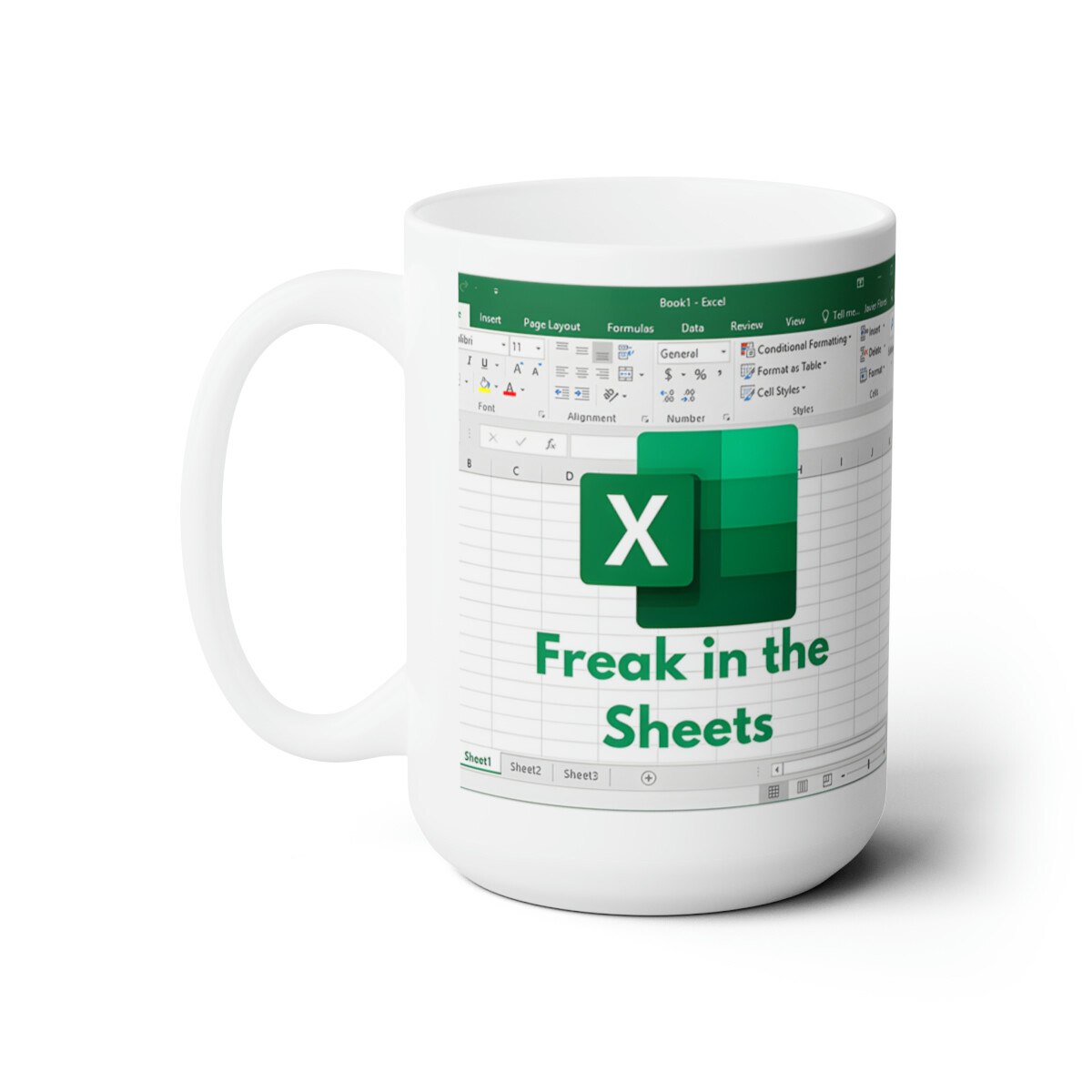 Excel Freak in the Sheets, Accounting humor, Spreadsheet Ceramic Mug ...
