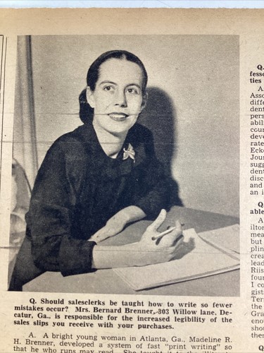 Atlanta GA Print Ad 1949 AJC Madeline Brenner 303 Willow Lane Decatur ...
