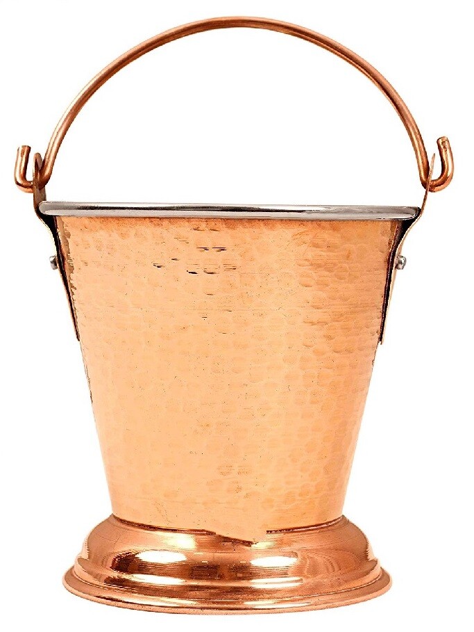 1 x Copper Stainless Steel Food Serving Bucket Balti For Hotel ...