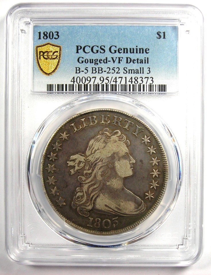 1803 Draped Bust Silver Dollar $1 Coin - Certified PCGS VF Detail ...