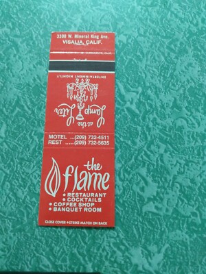 Vintage Matchbook Ephemera Collectible J8 Visalia California the flame ...