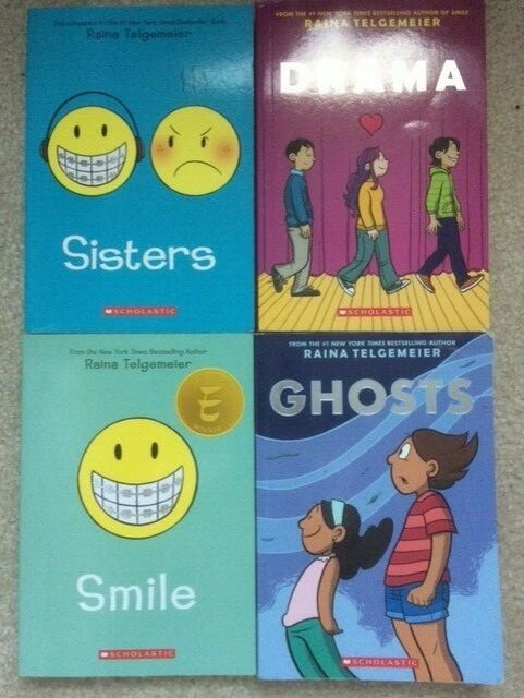 Raina Telgemeier Book Lot Smile, Drama, Sisters, Ghosts Graphic Novels ...