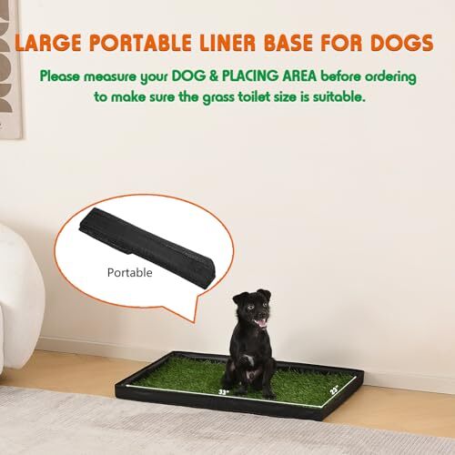 Dog Grass Pad with Foldable Dog Litter Box, Large Liner Base Large 33”× ...