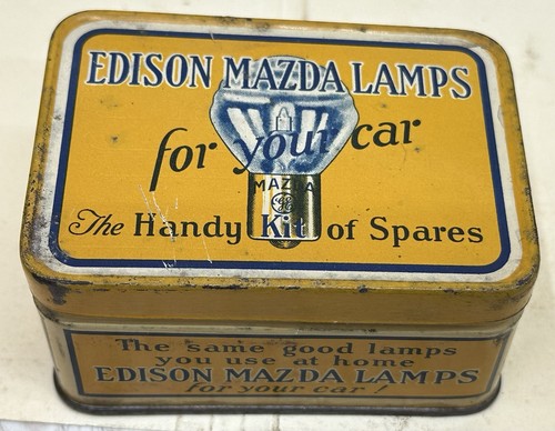 ORIGINAL Vintage 1920’s 1930’s EDISON MAZDA AUTO BULB KIT Tin Spare ...