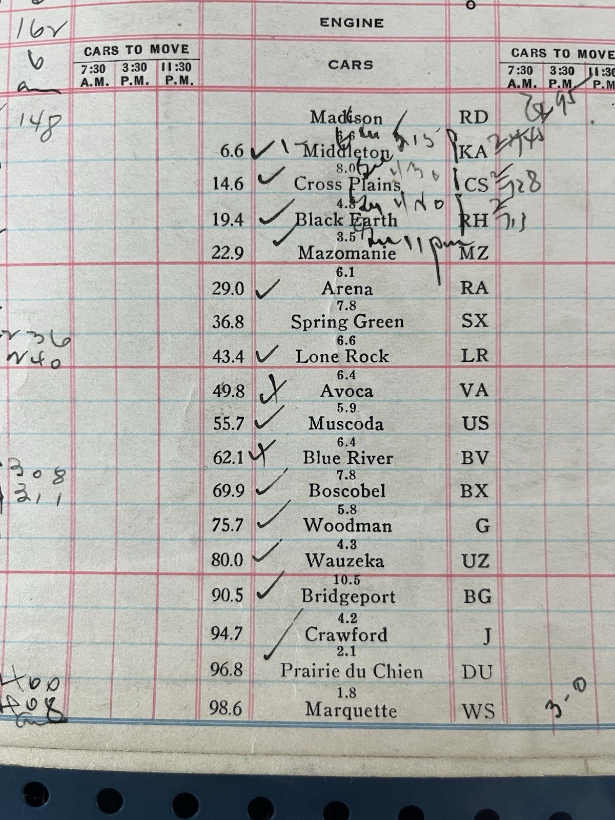 Milwaukee Road Dispatcher Train Sheet Madison Division June 8th 1942 | eBay