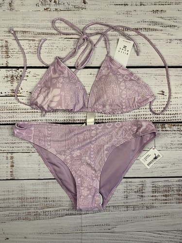 NWT BILLABONG BEACH BABE TRI BIKINI SET PURPLE FLORAL TOP & BOTTOM ...