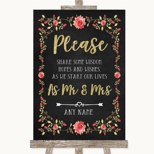 Chalk Style Blush Pink Rose & Gold Share Your Wishes Personalised ...