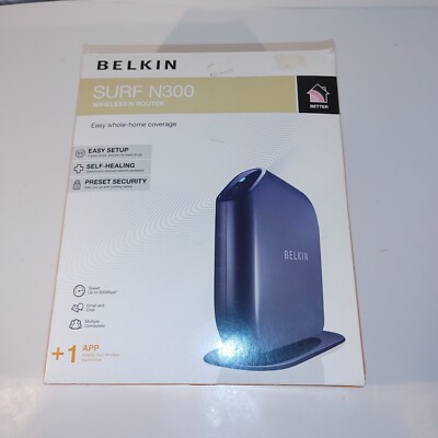 Belkin Surf N300 Wireless Router 4 10/100 Port 300 Mbps F7D2301 v1 ...