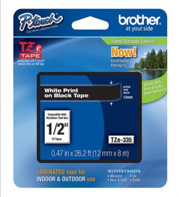 Brother TZE231 Black Print on White Laminated Tape for P-touch Label ...