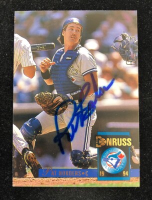 PAT BORDERS 1993 LEAF AUTOGRAPHED SIGNED AUTO BASEBALL CARD 54 BLUE ...