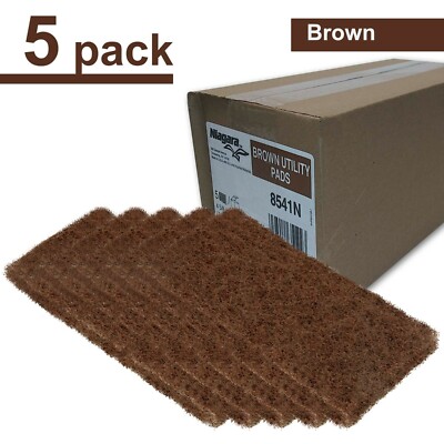 (5 Pack) 3M Doodleb Niagara 8541N Brown Scrub & Strip Utility Pads 4 5/ ...