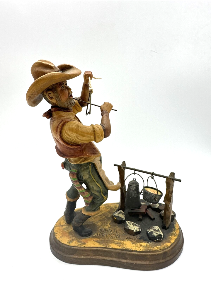 Rare Anri John H Kittelson" Hand Carved Painted Camp Fire Cowboy 71/ ...