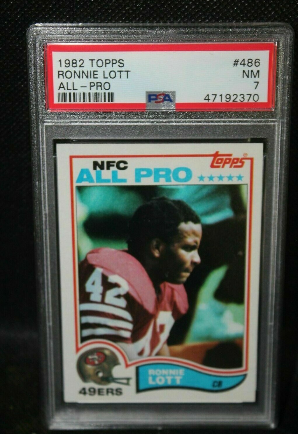 1982 Ronnie Lott Topps Rookie Card# 486 PSA 7 NM NFL Football SF 49ers ...