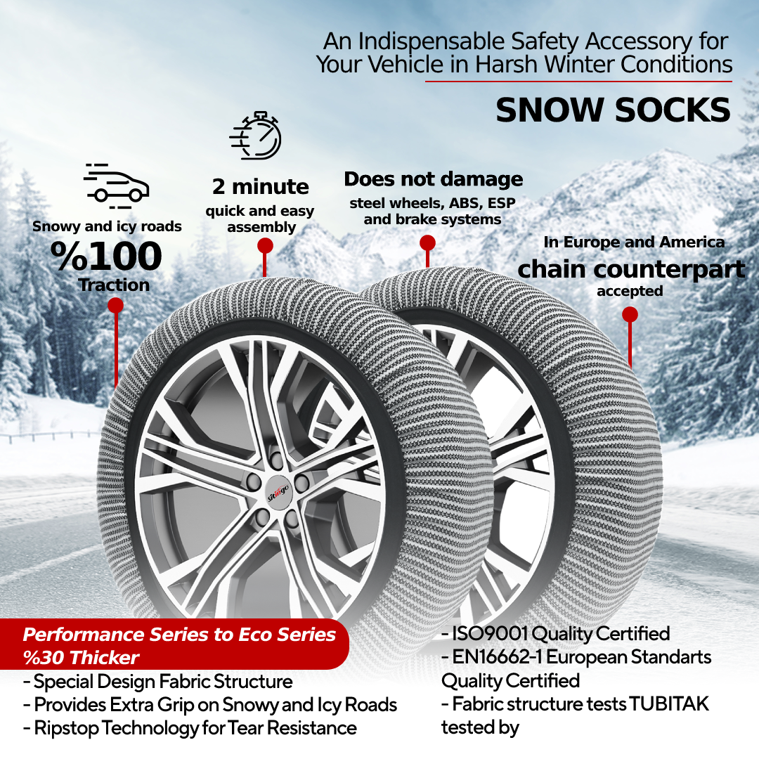 Snow Socks For Tires - Alternative Traction Device PERFORMANCE Series ...