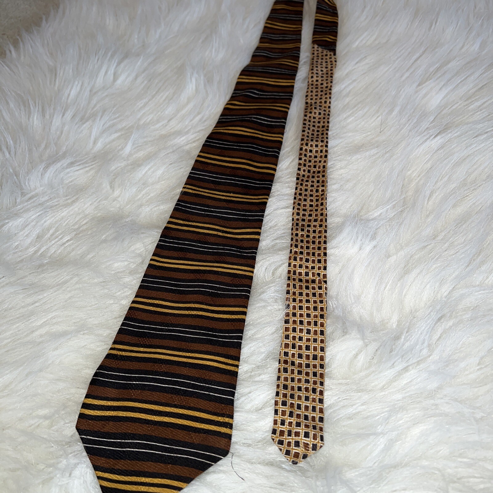 Perry Ellis Portfolio Necktie Tie Brown Gold Tan Coral 4” Wide 57” Long ...