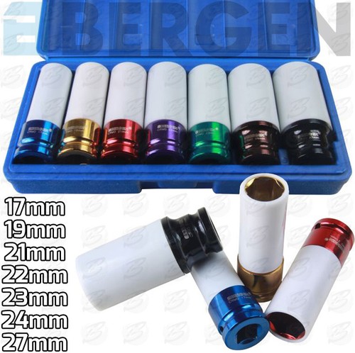 BERGEN Alloy Wheel Nut Thin Wall DEEP Impact Socket Set 1/2"drive 17mm ...