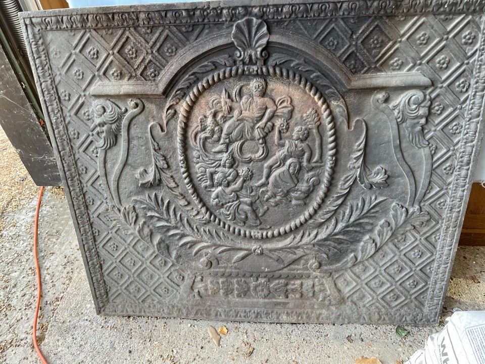 Large Black Rectangular Cast Iron --- Fireplace Back Plate | eBay UK